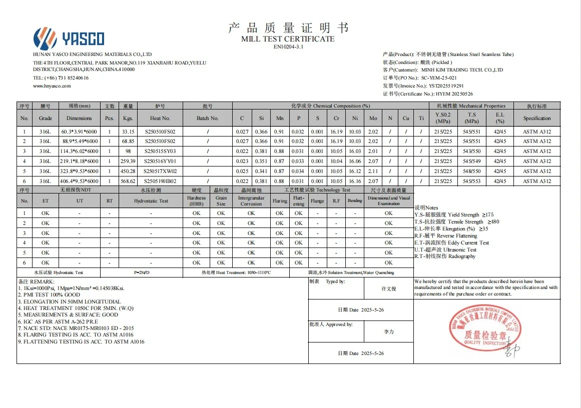 ASTM A312 TP304 & TP316 Industrial Stainless Steel Pipe Specifications